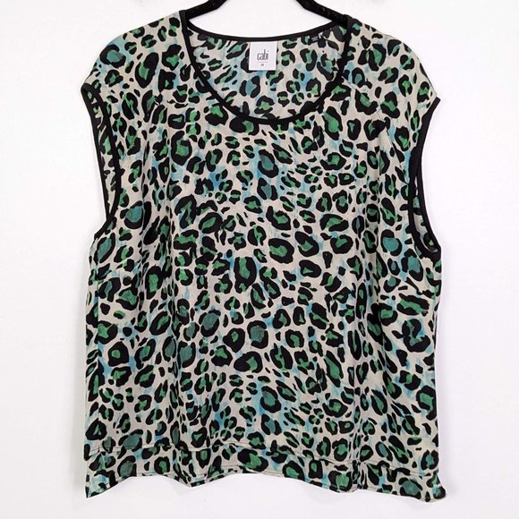 CAbi | Tops | Cabi Jungle Green Leopard Print Top Size M Style 326 ...
